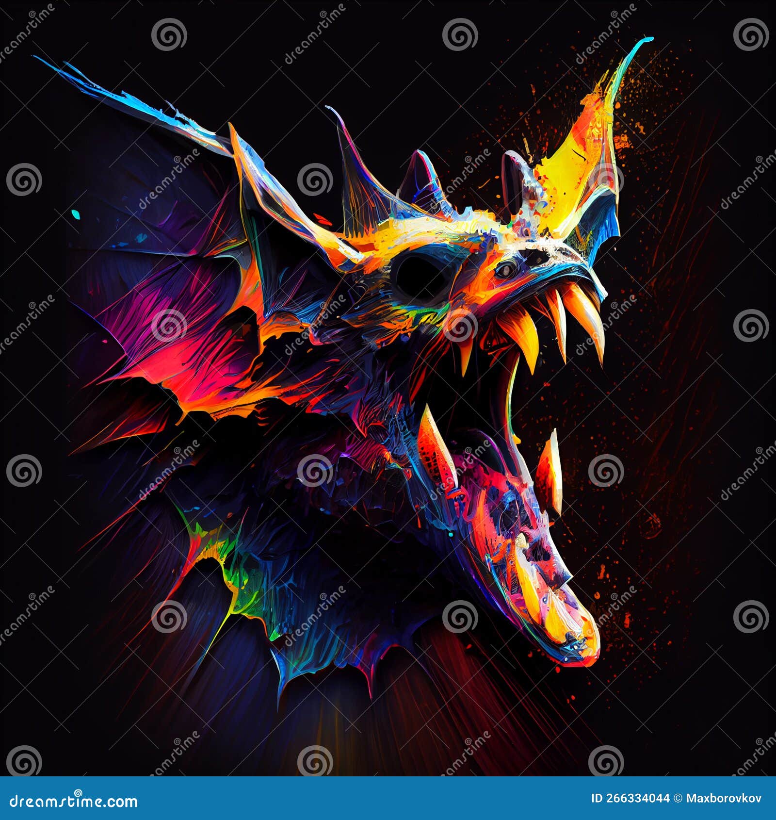 Evil Colorful Bat. Generative AI Stock Photo - Image of portrait ...