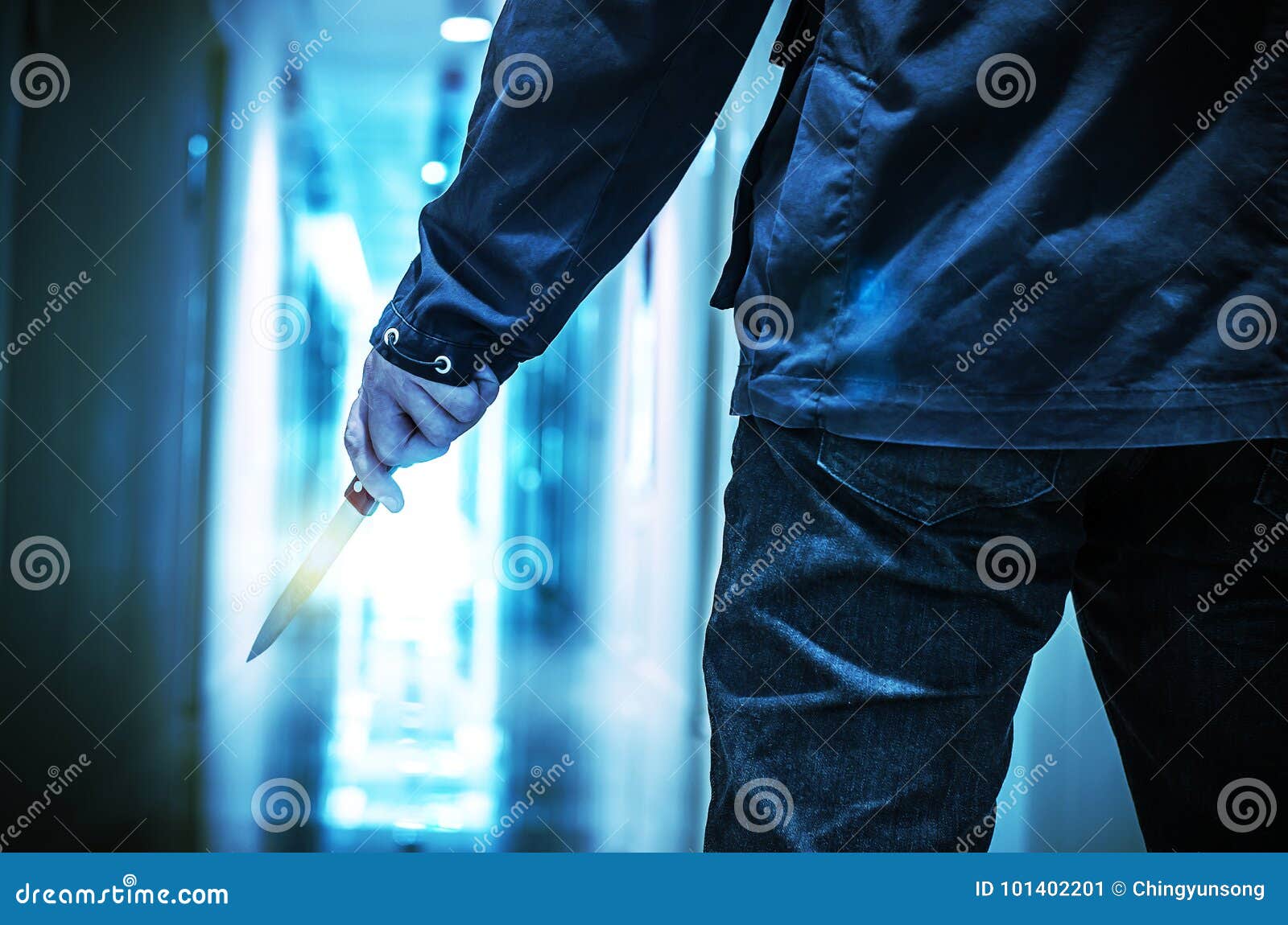 Evil Criminal with Sharp Knife Ready for Robbery or To Commit a Stock ...