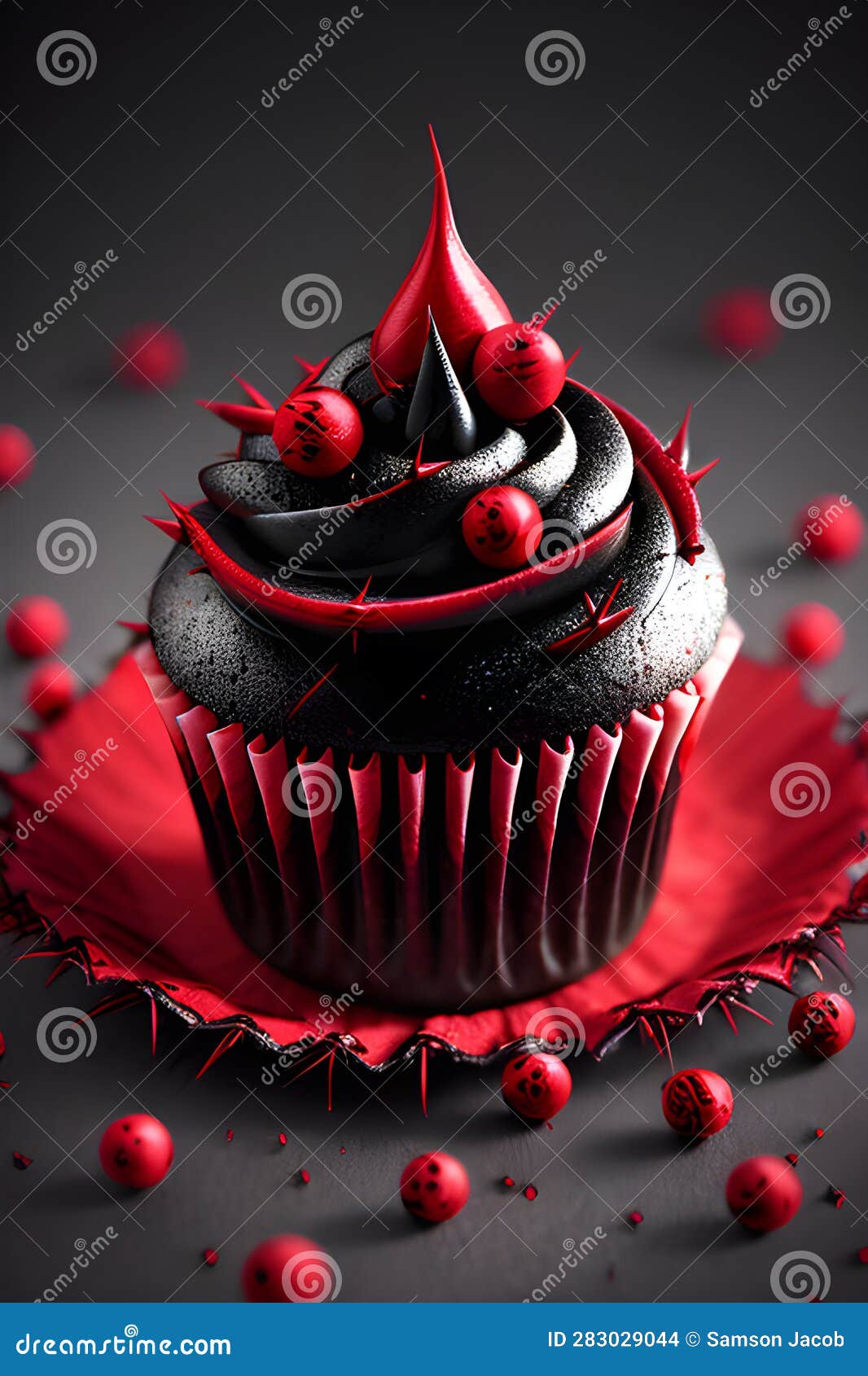 Evil Cupcake Made of Black-dripping Ink Generated by Ai Stock ...