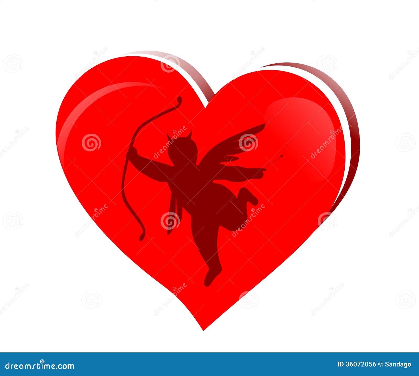 Evil cupid with heart stock vector. Illustration of icon - 36072056