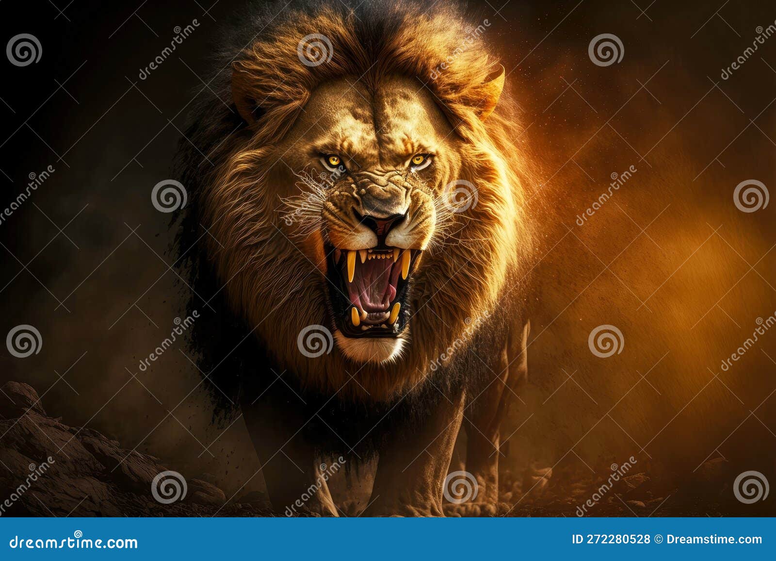 Evil Dangerous Predator Lion Going on Attack Stock Illustration ...