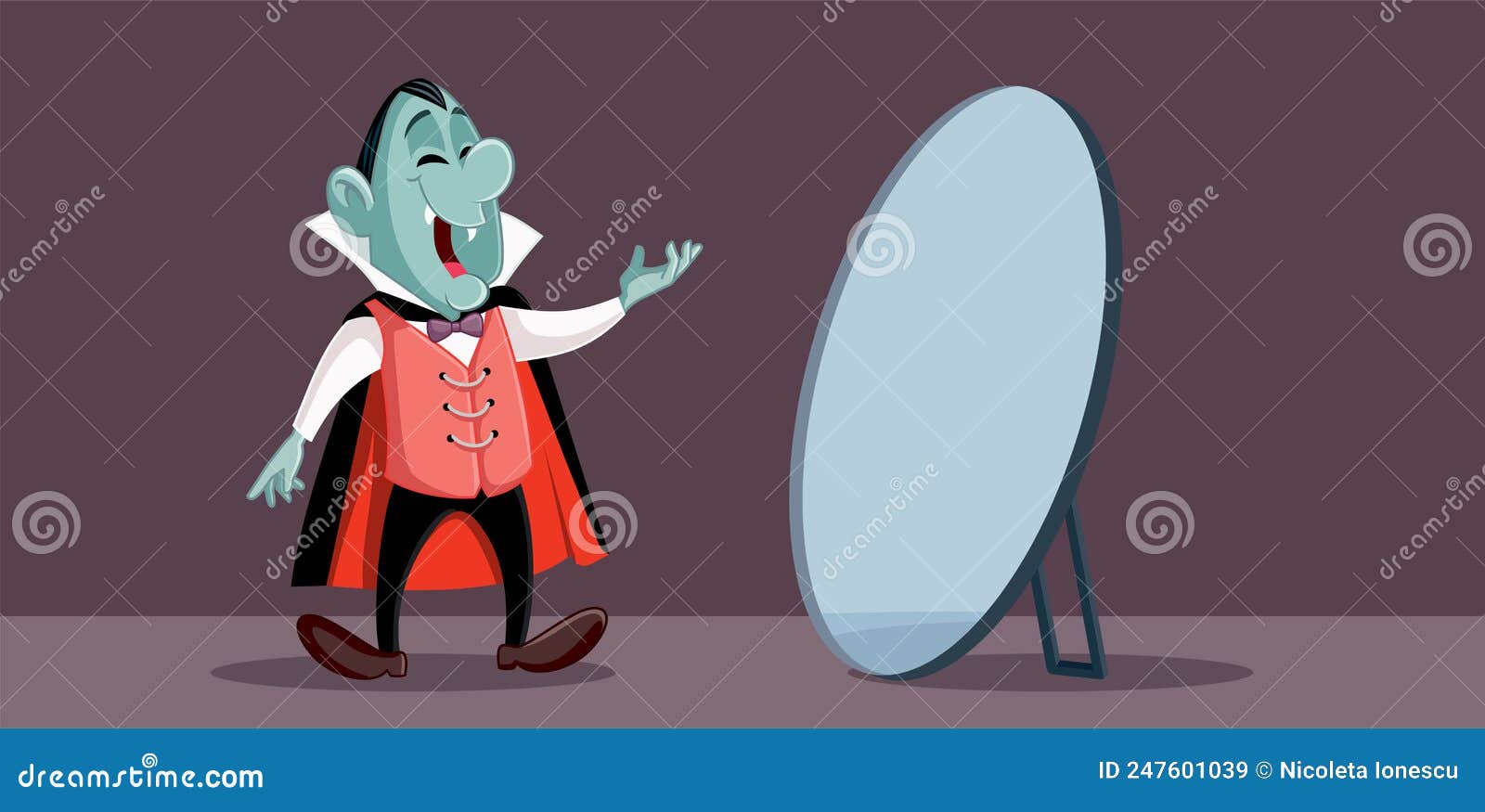 Vampire Looking in the Mirror Seeing No Reflection Vector Cartoon Stock ...