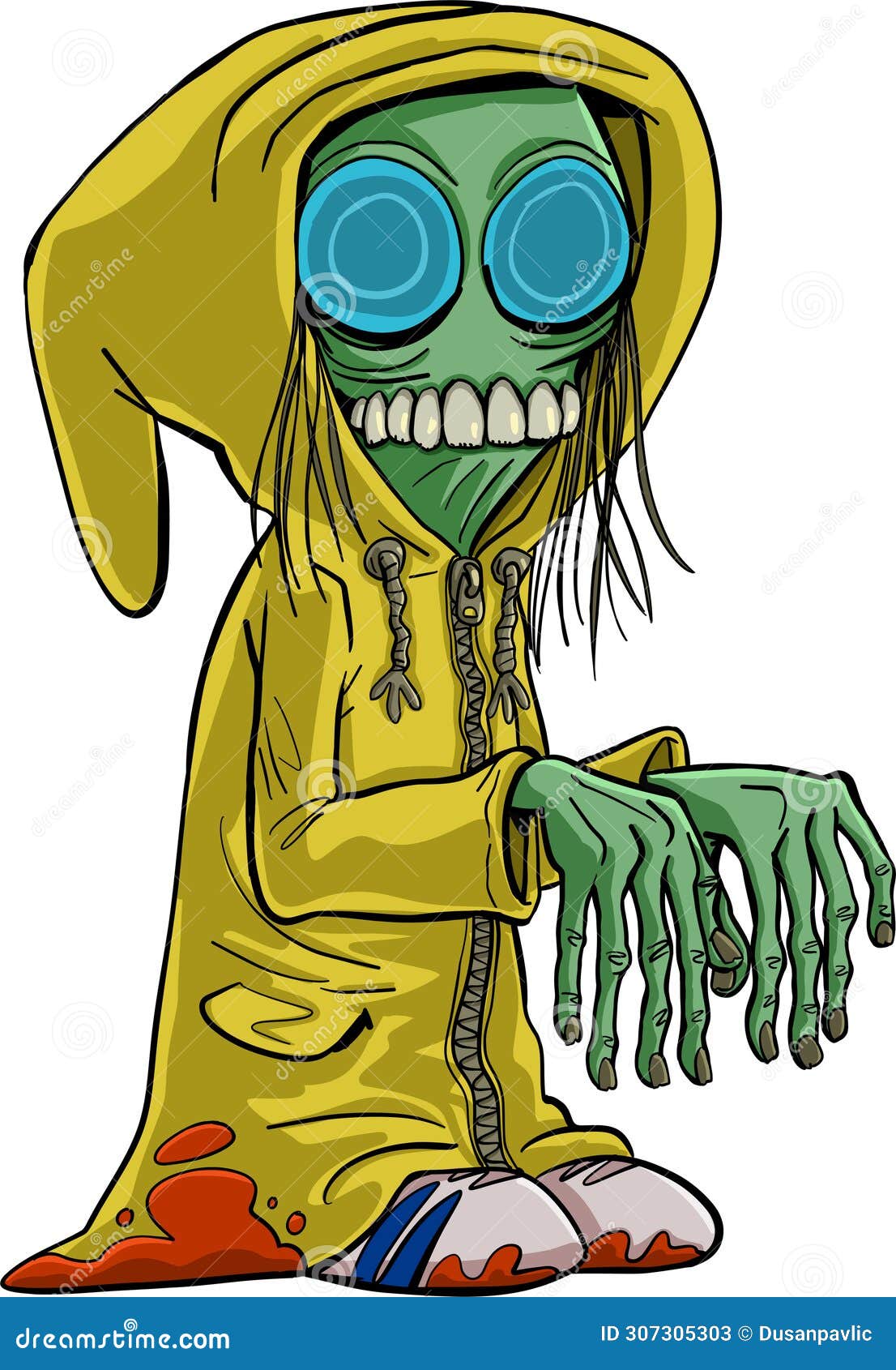 Evil Demon in a Yellow Raincoat Stock Illustration - Illustration of ...