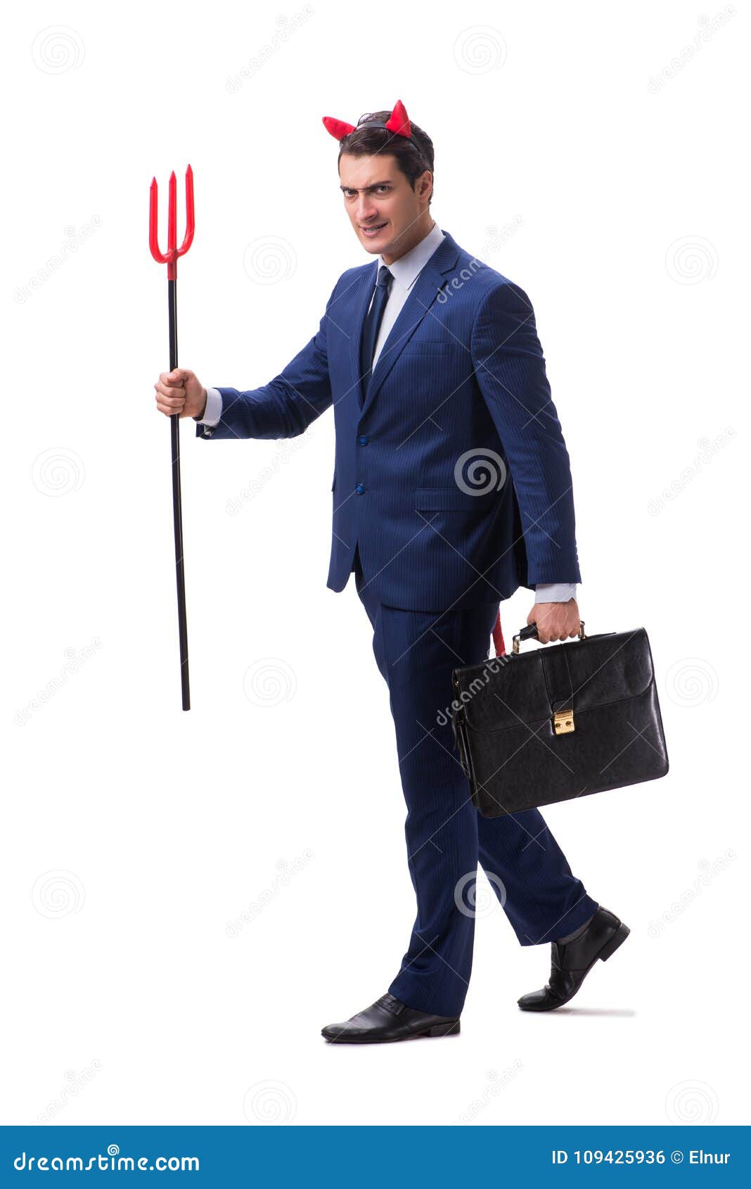 Evil Devil Businessman with Pitchfork Isolated on White Backgrou Stock ...