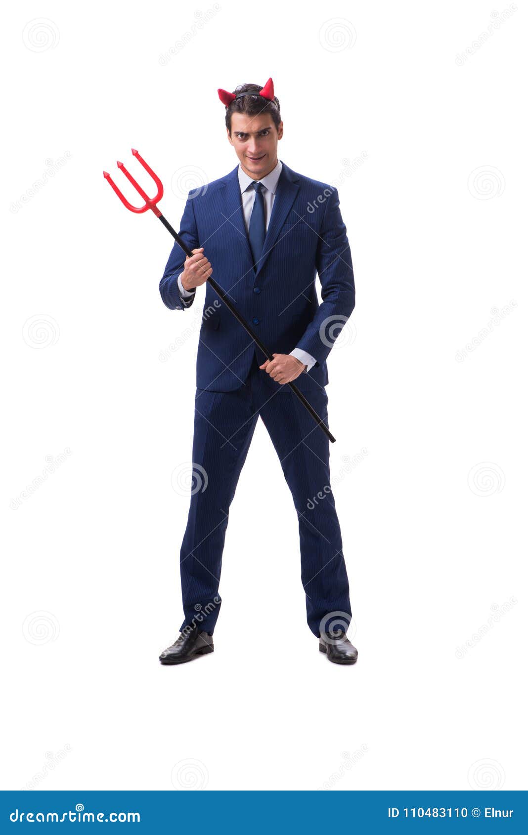 Evil Devil Businessman with Pitchfork Isolated on White Backgrou Stock ...