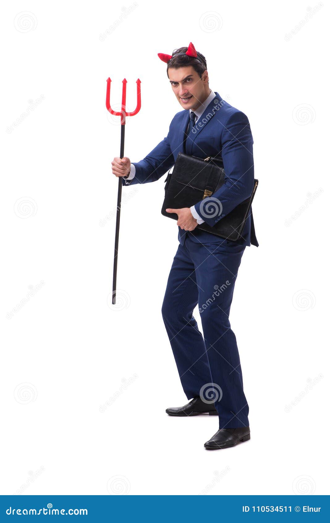 Evil Devil Businessman with Pitchfork Isolated on White Backgrou Stock ...