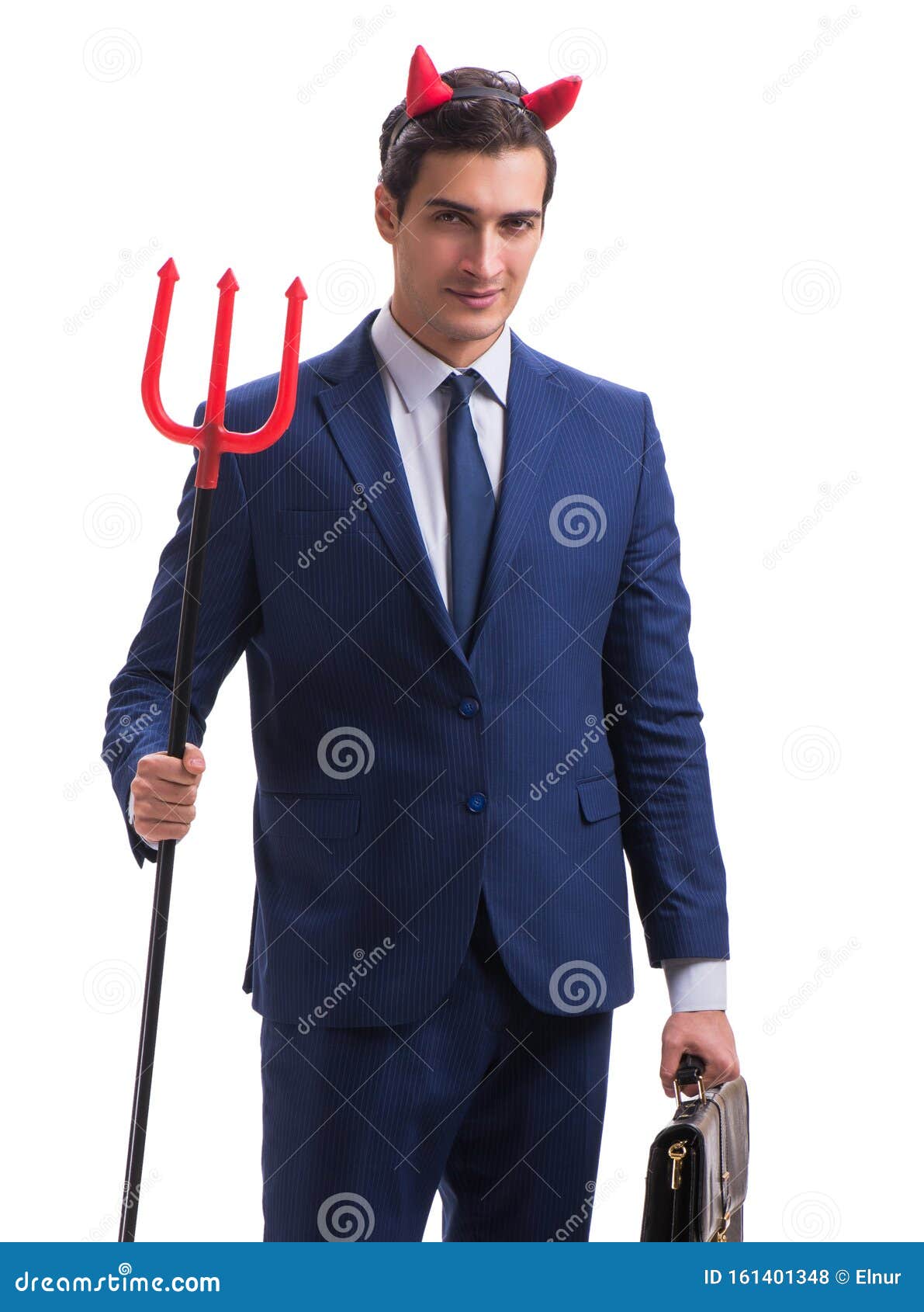 Evil Devil Businessman with Pitchfork Isolated on White Backgrou Stock ...