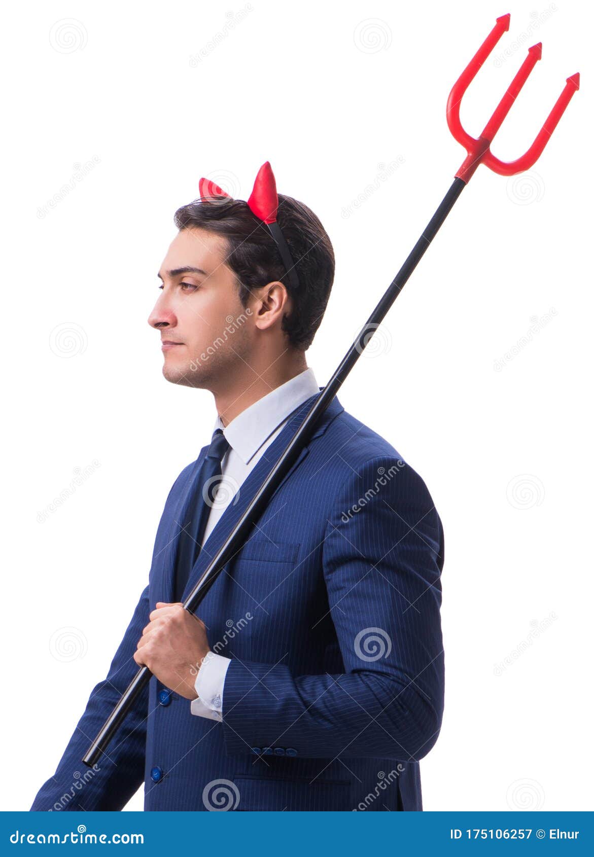 Evil Devil Businessman with Pitchfork Isolated on White Backgrou Stock ...