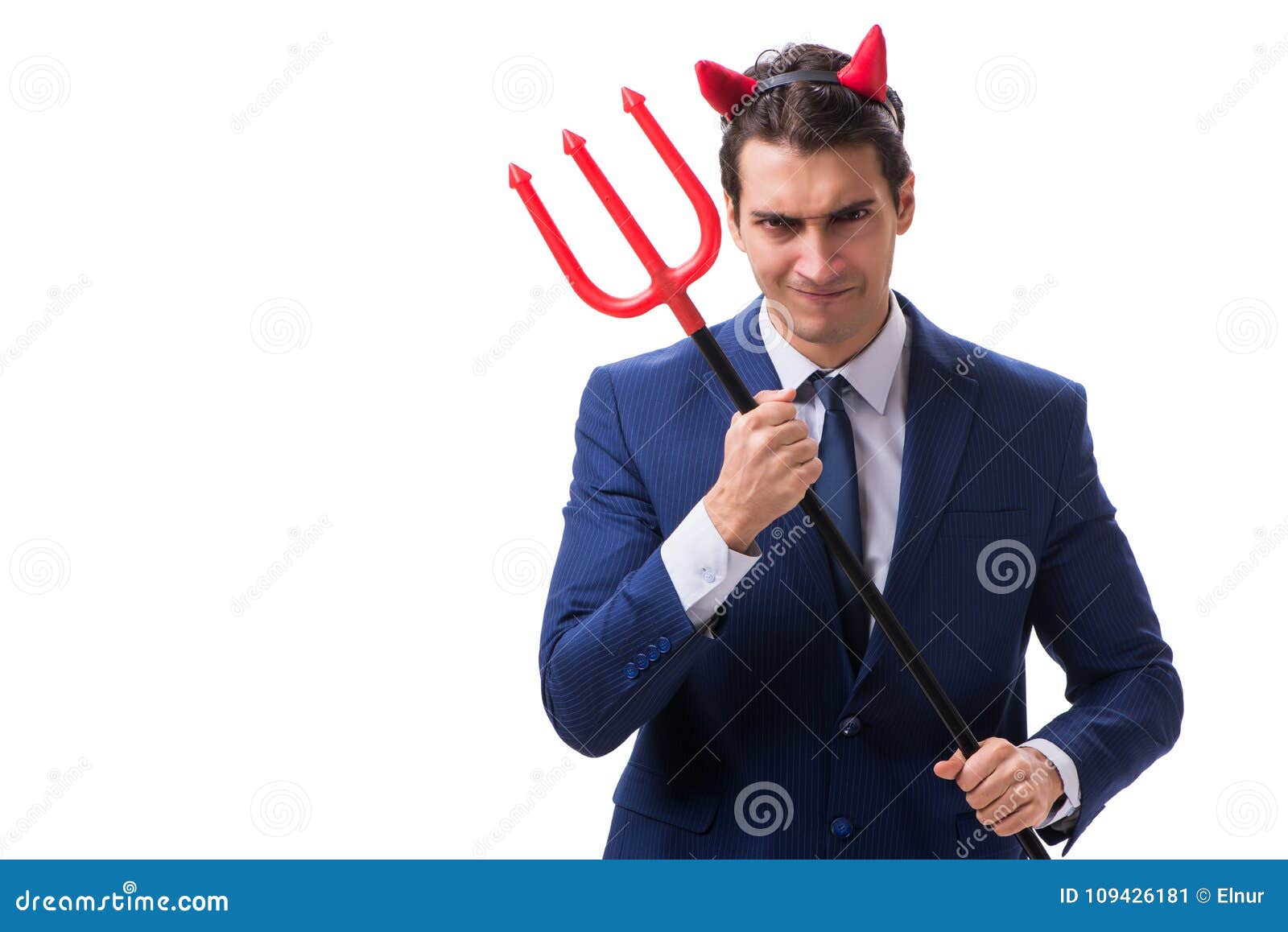 Evil Devil Businessman with Pitchfork Isolated on White Backgrou Stock ...