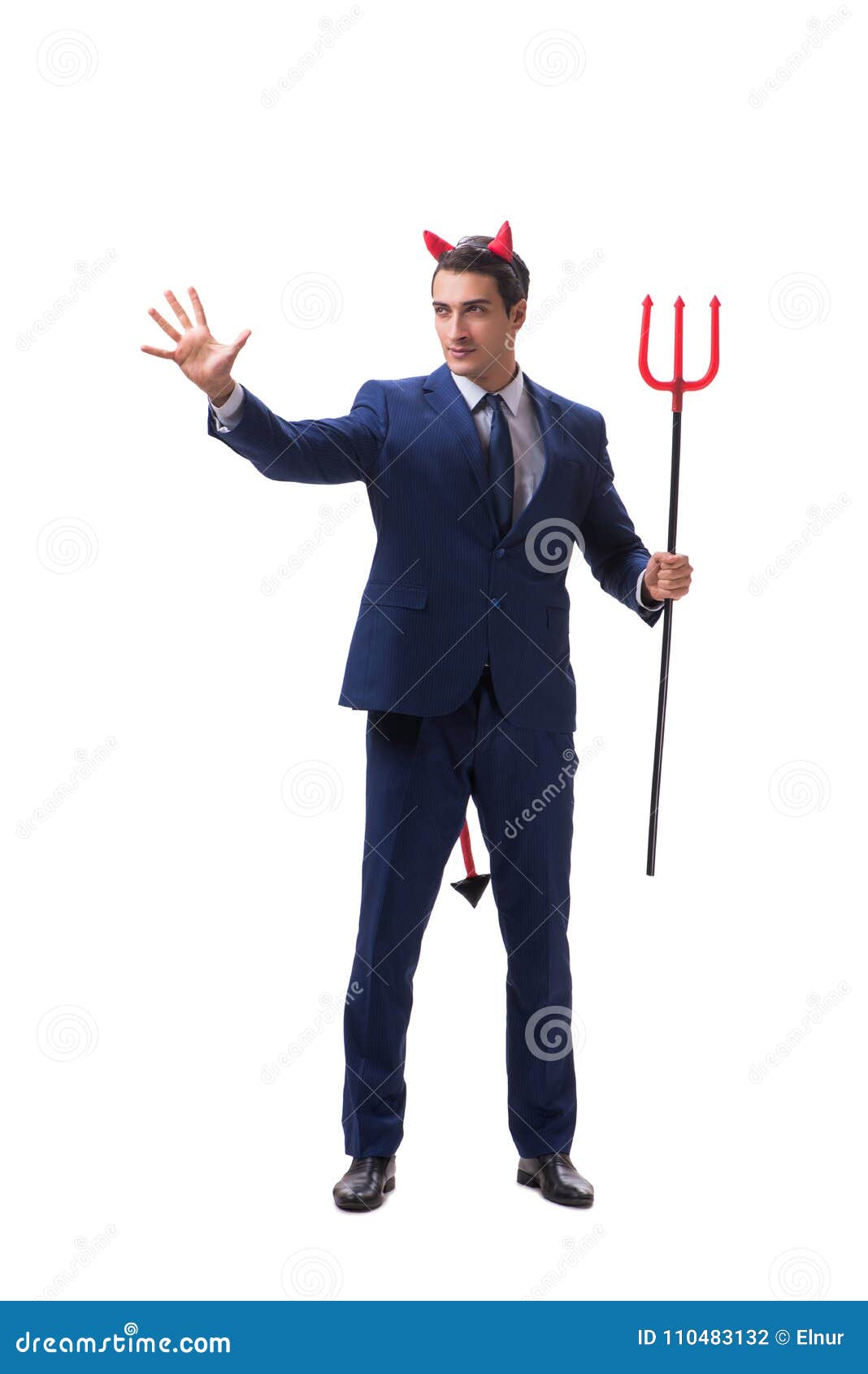 Evil Devil Businessman with Pitchfork Isolated on White Backgrou Stock ...