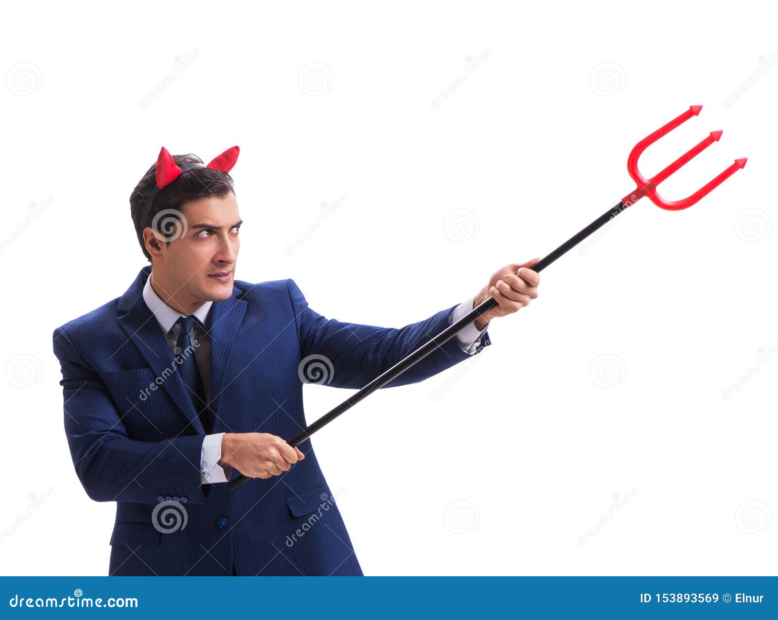 Evil Devil Businessman with Pitchfork Isolated on White Backgrou Stock ...