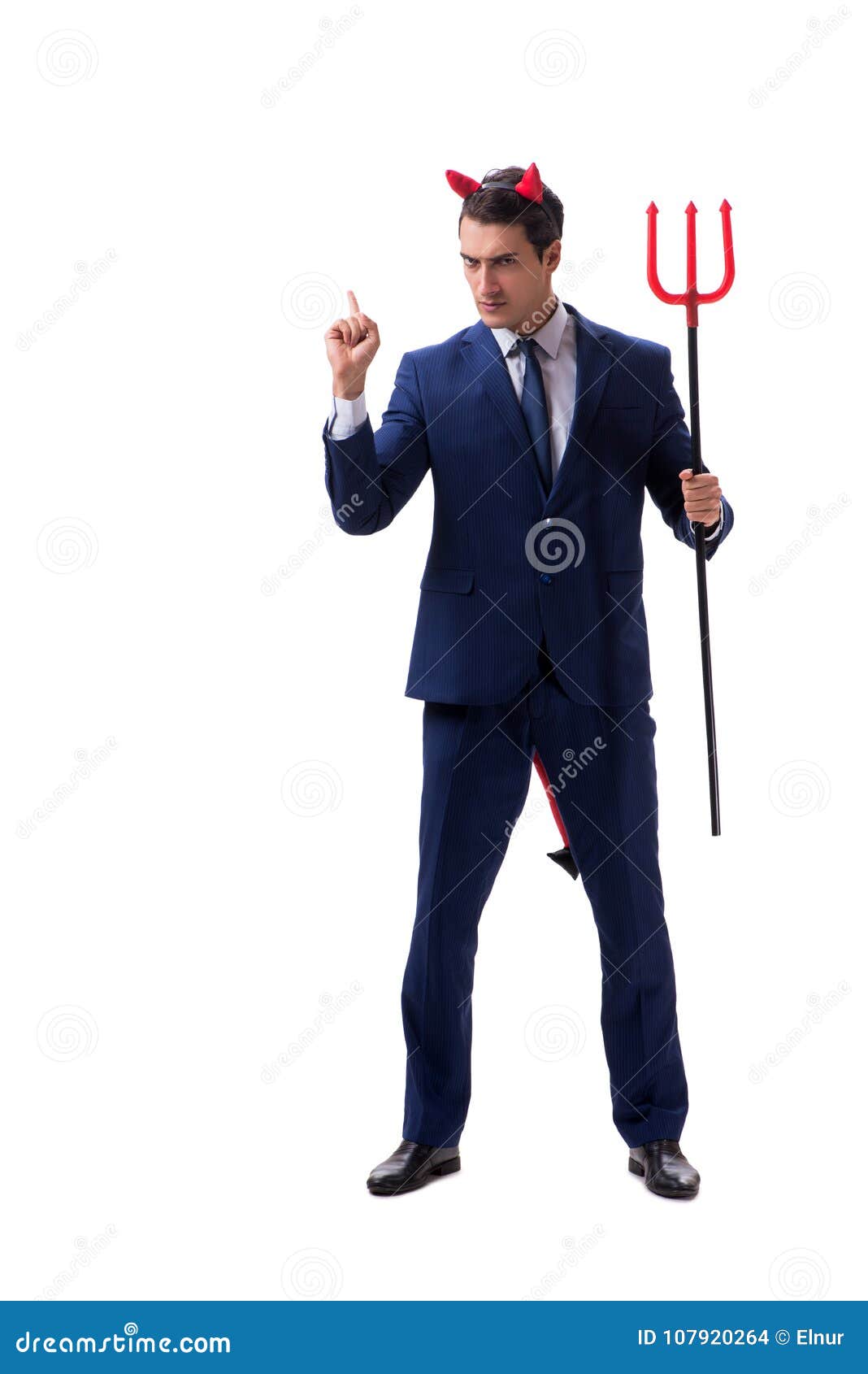 Evil Devil Businessman with Pitchfork Isolated on White Backgrou Stock ...