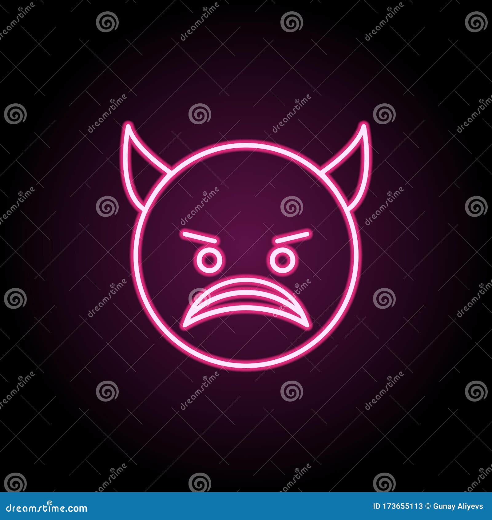 Evil Devil Neon Icon. Simple Thin Line, Outline Vector of Emoji Icons ...