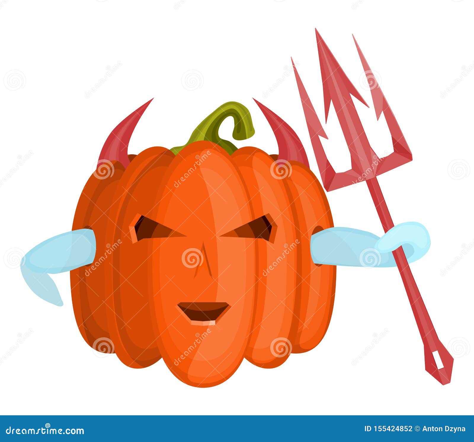 Evil Devil Pumpkin with a Pink Trident Made Stock Illustration ...