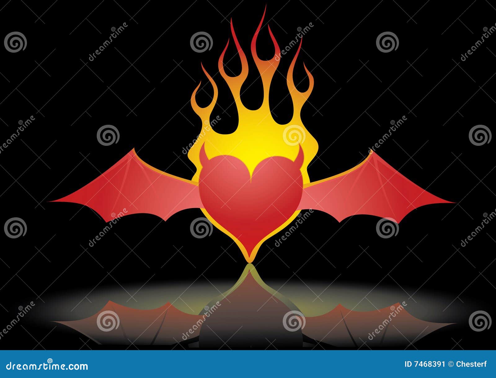 Evil devil valentine heart stock vector. Illustration of heat - 7468391