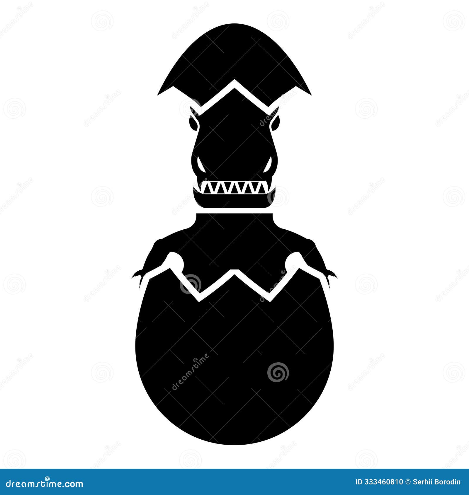 Evil Dinosaur Hatch from Egg Cracked Eggshell Icon Black Color Vector ...
