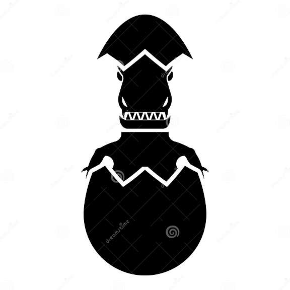 Evil Dinosaur Hatch from Egg Cracked Eggshell Icon Black Color Vector ...