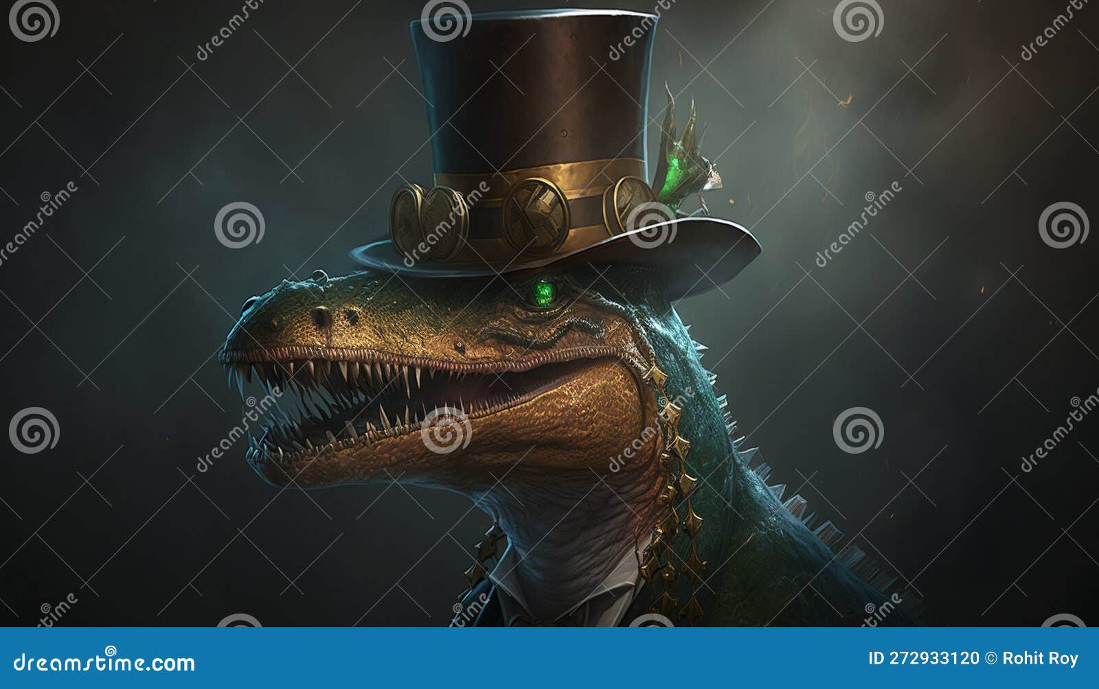 Evil Dinosaur Using a Top Hat Ai Generative Stock Illustration ...