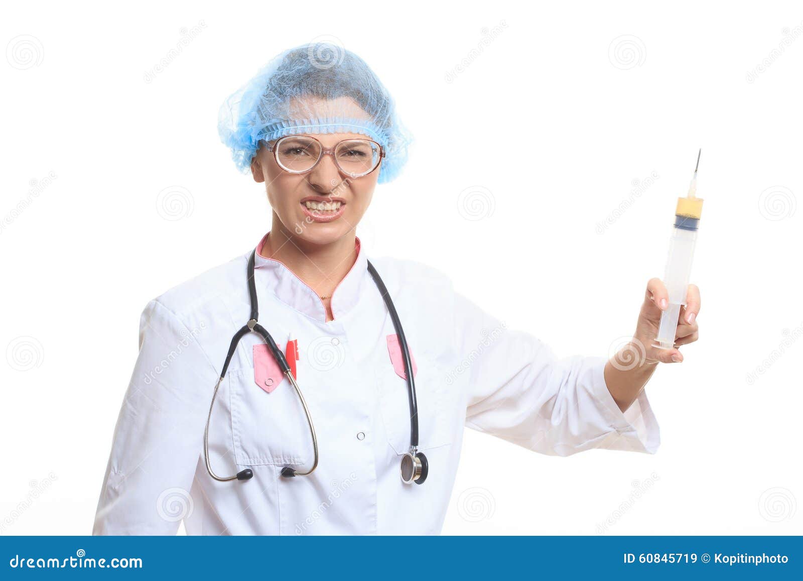 Evil Doctor with Big Syringe Stock Image - Image of dose, holding: 60845719