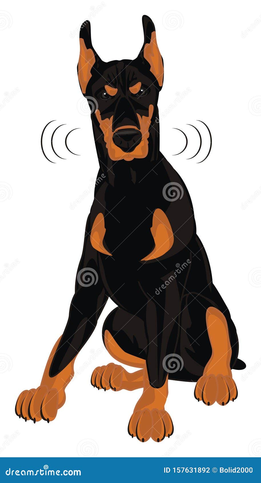 Evil dog sit stock illustration. Illustration of portrait - 157631892
