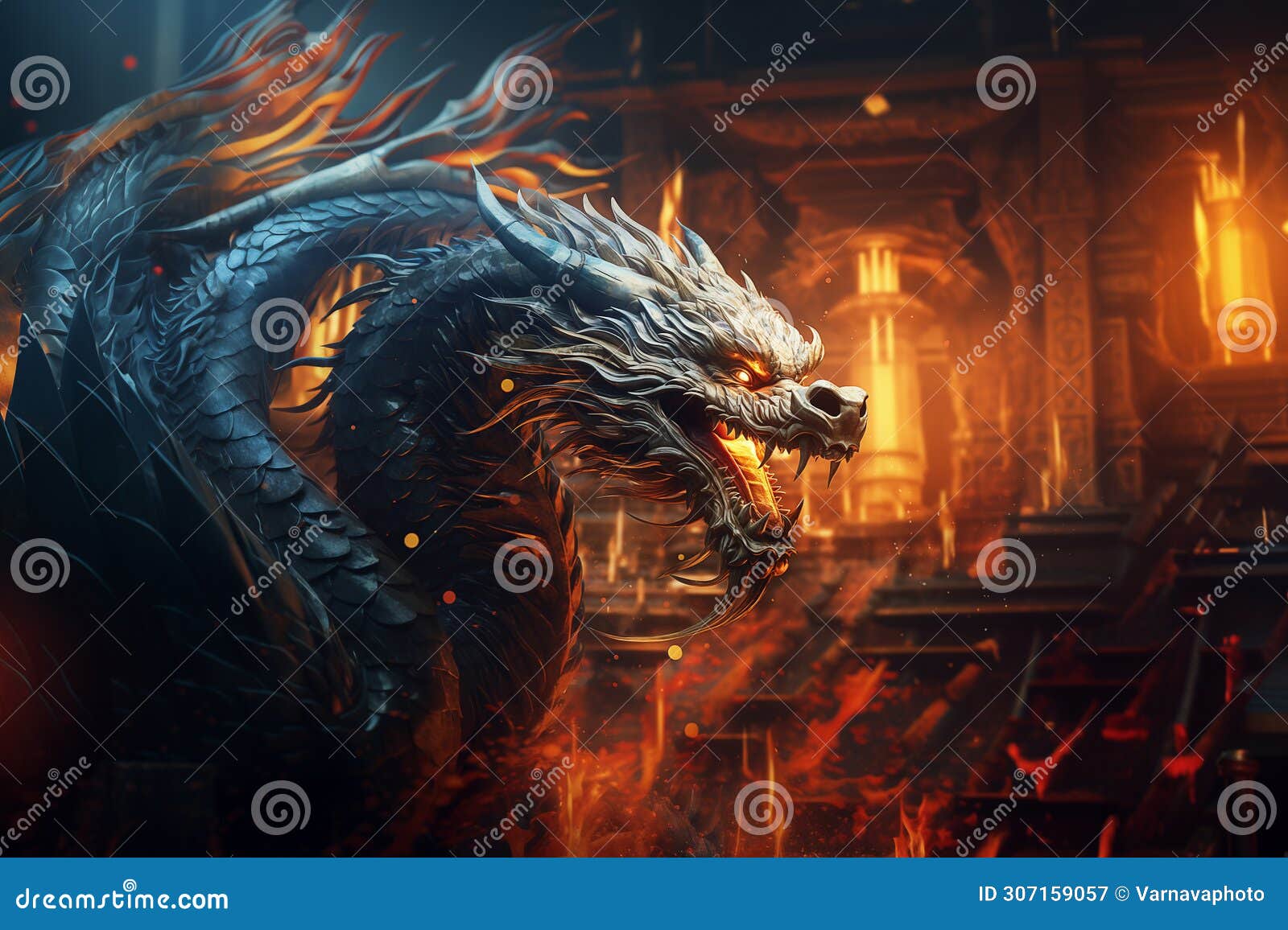 The Evil Dragon is Burning Everything Around Stock Image - Image of ...