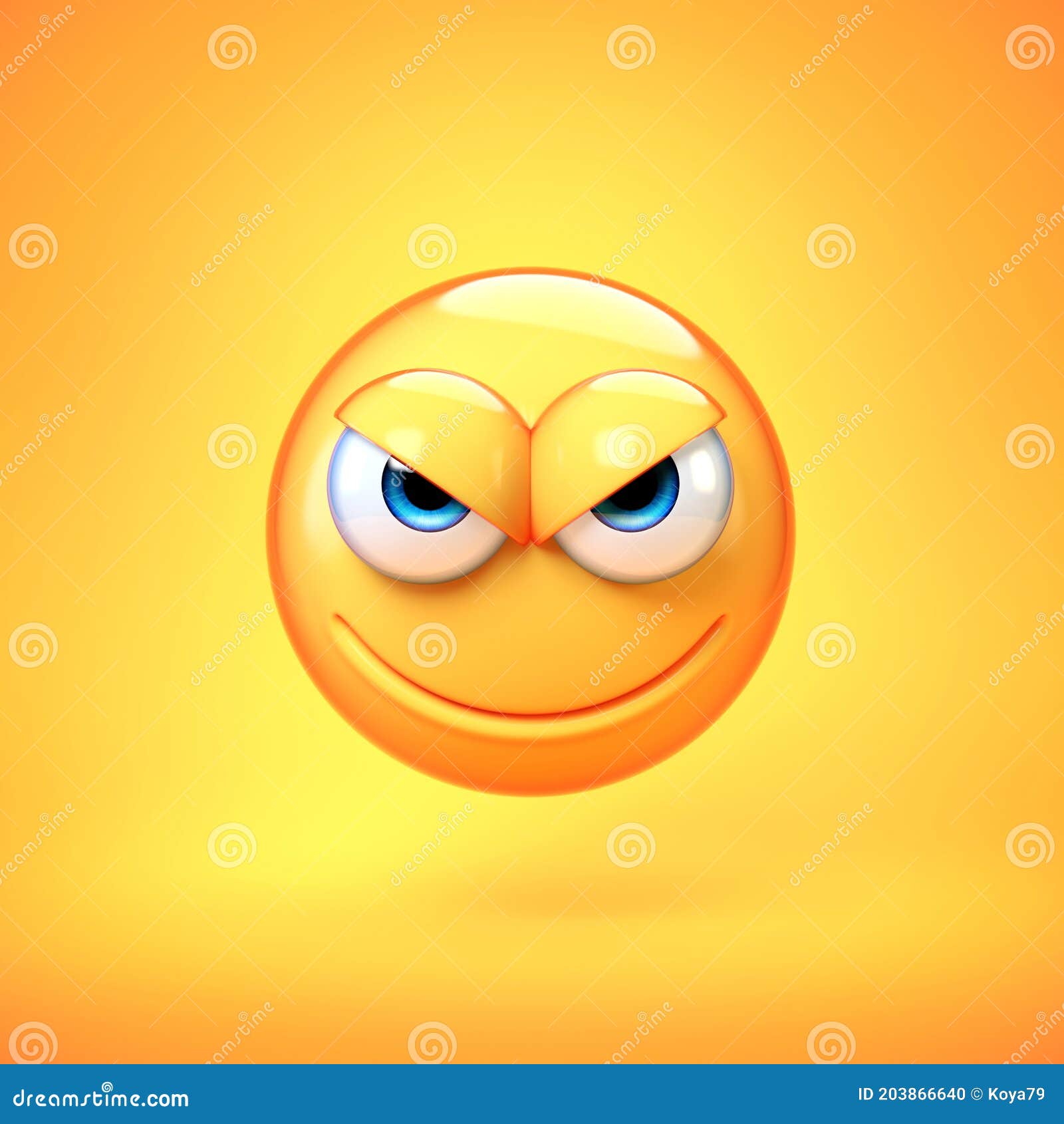 Evil Emoji Isolated on Yellow Background, Mischievous Emoticon 3d ...