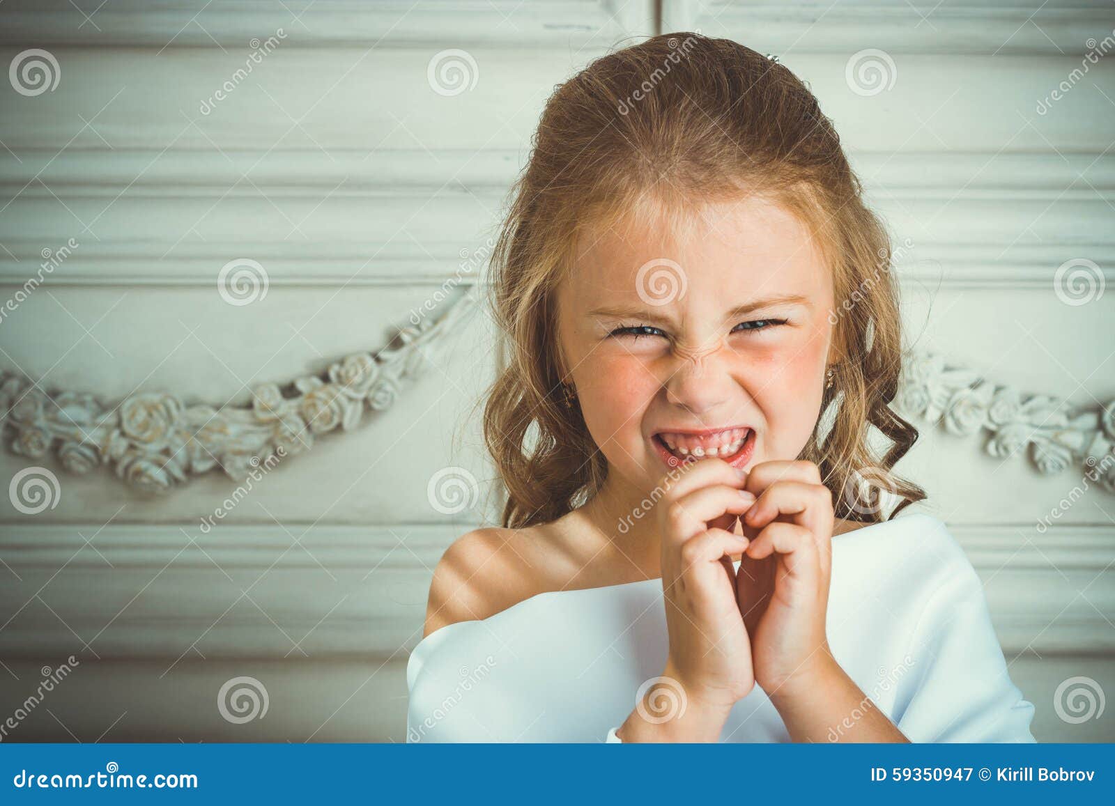 Evil Emotion and Smile, Little Beautiful Angel Stock Image - Image of ...