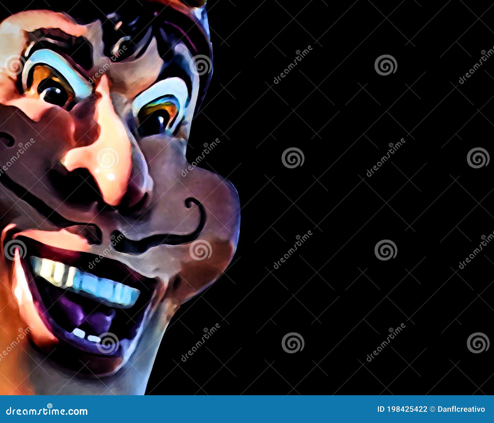 Evil Expression Caricature Over Black Background Stock Photo - Image of ...