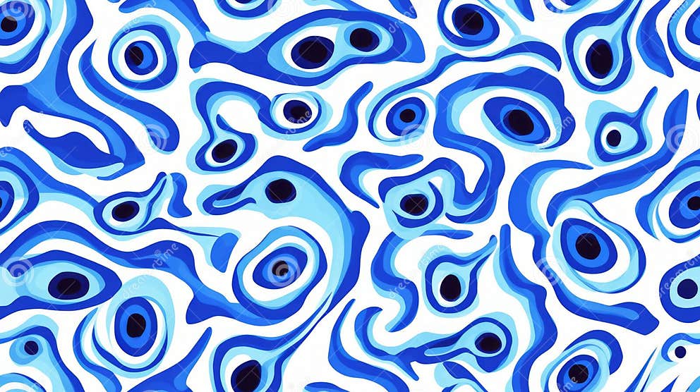 Evil Eye Drawing Seamless Pattern Illustration in Trendy Psychedelic ...