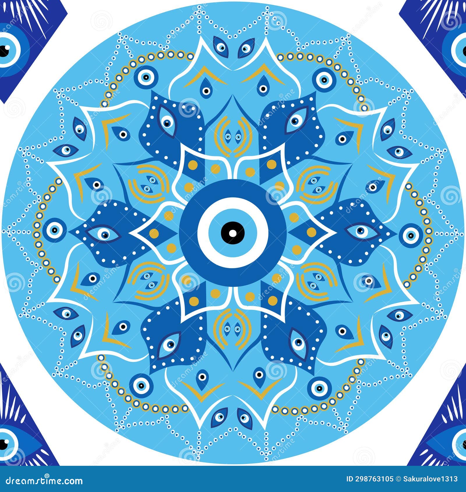 Evil Eye Mandala Seamless Pattern. Symbol of Protection, Turkish ...