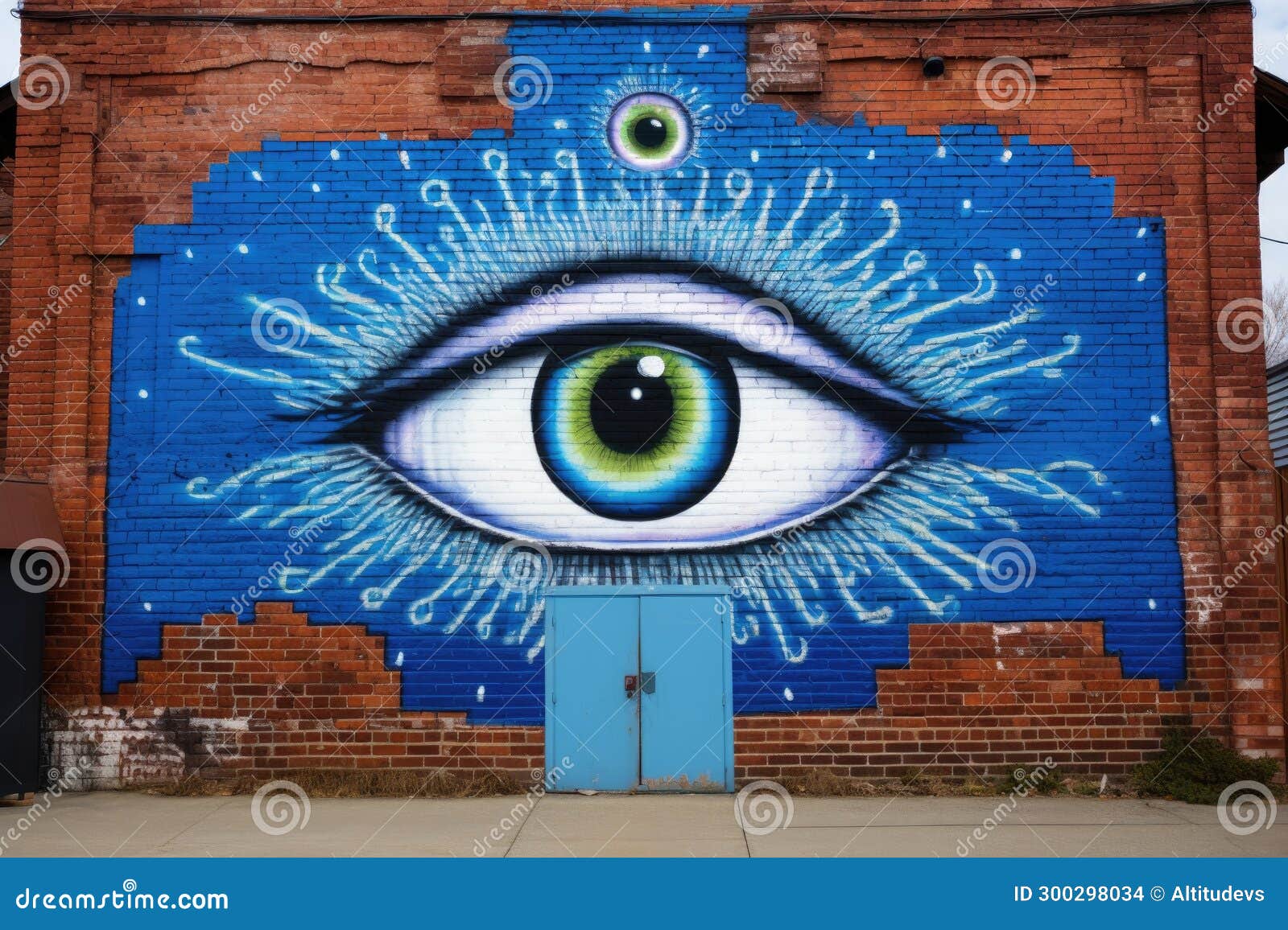 An Evil Eye Mural Painted on a Brick Wall in a City Stock Photo - Image ...
