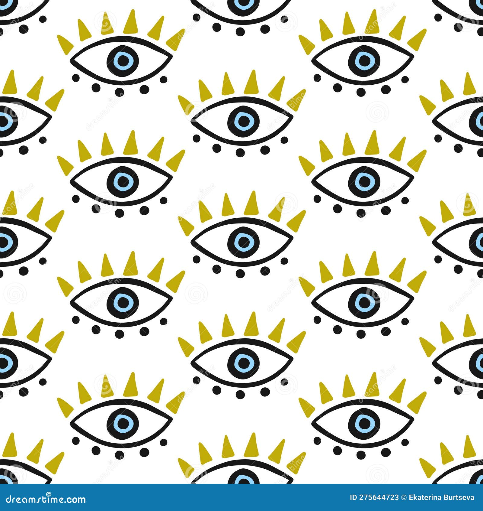 Evil Eye Seamless Pattern Vector Background Stock Vector - Illustration ...