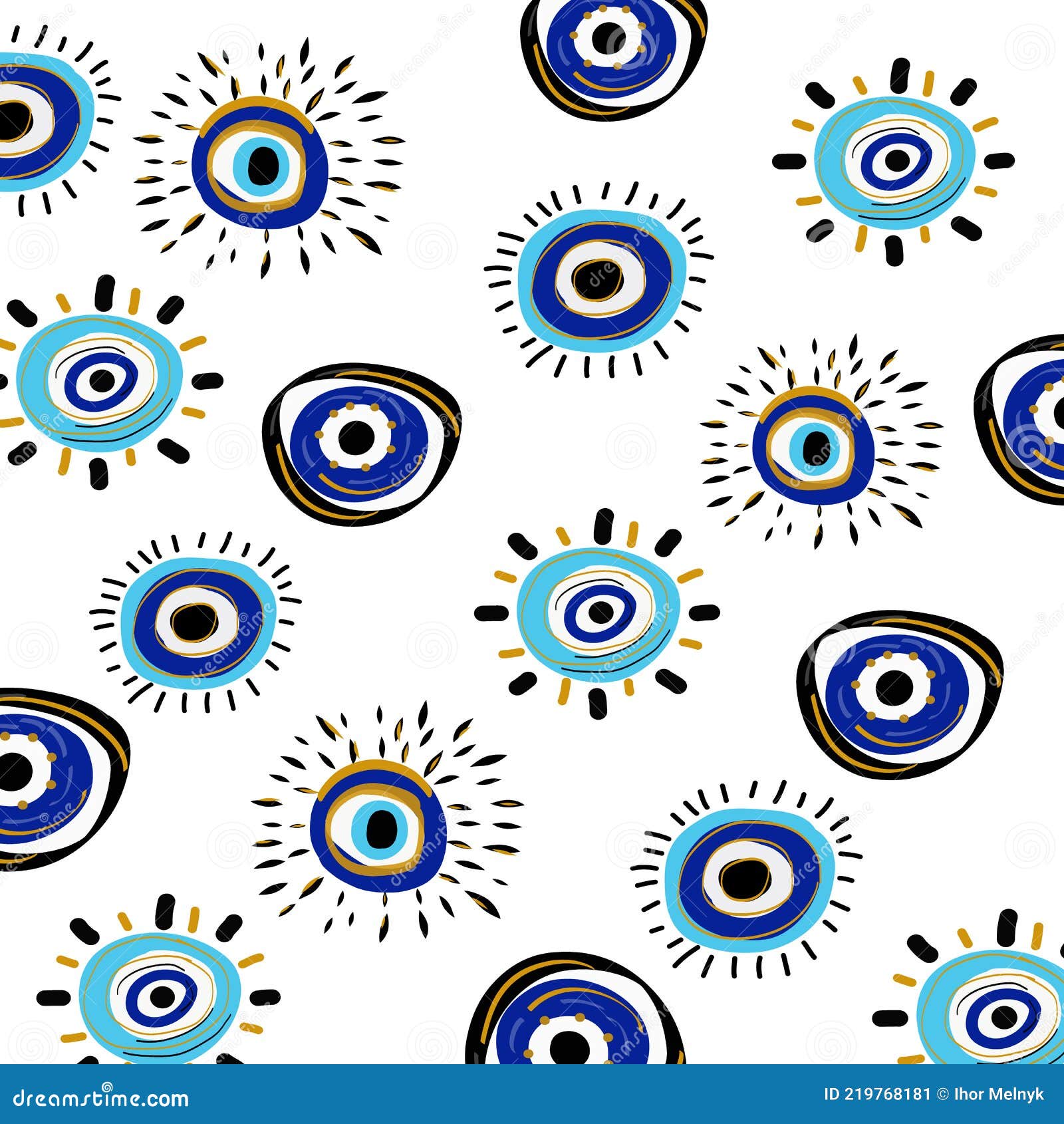 Evil eye seamless pattern. stock vector. Illustration of pattern ...