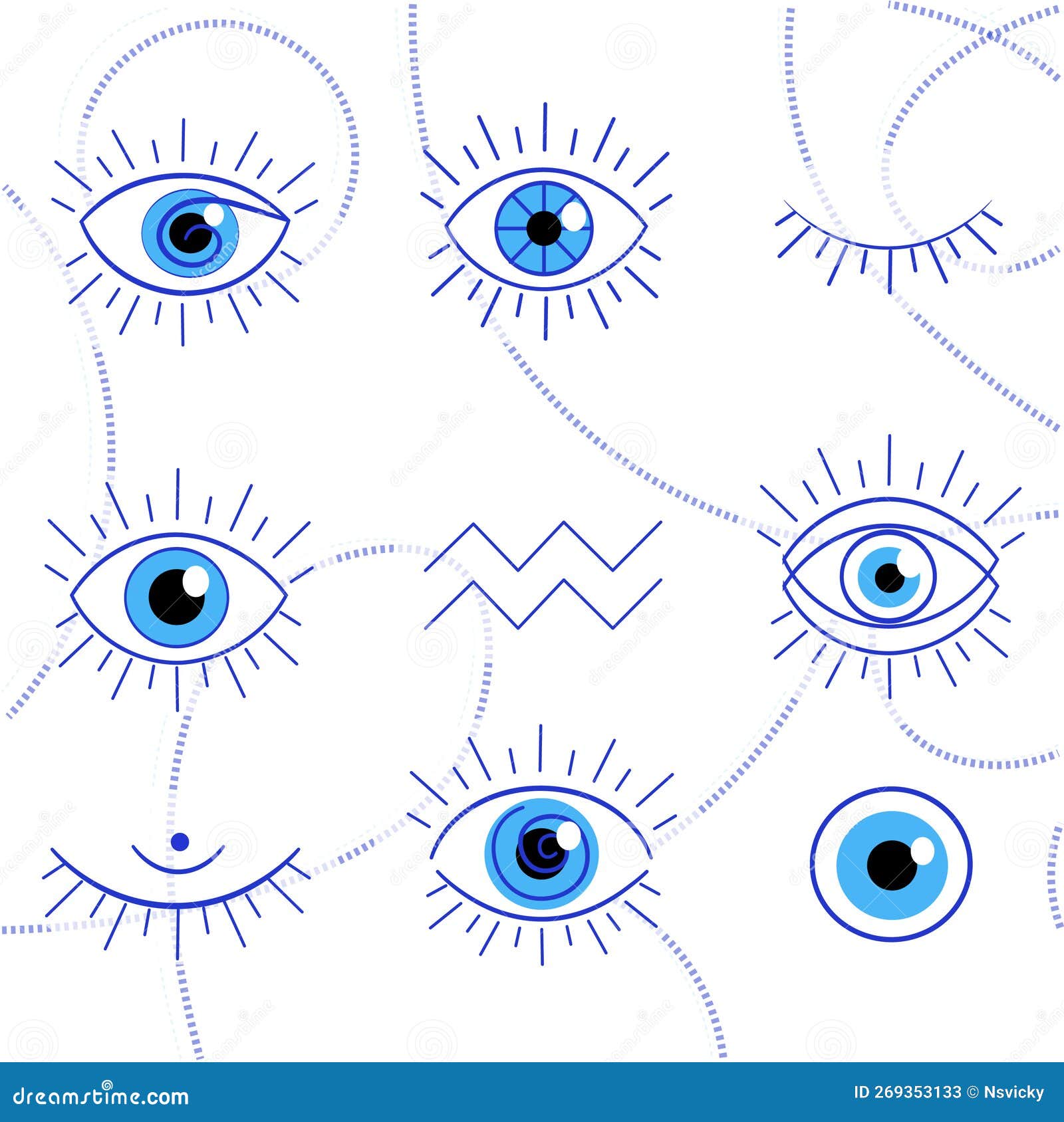 Evil Eye Set, Simple Outline Design. Mystical and Esoteric Icons Stock ...