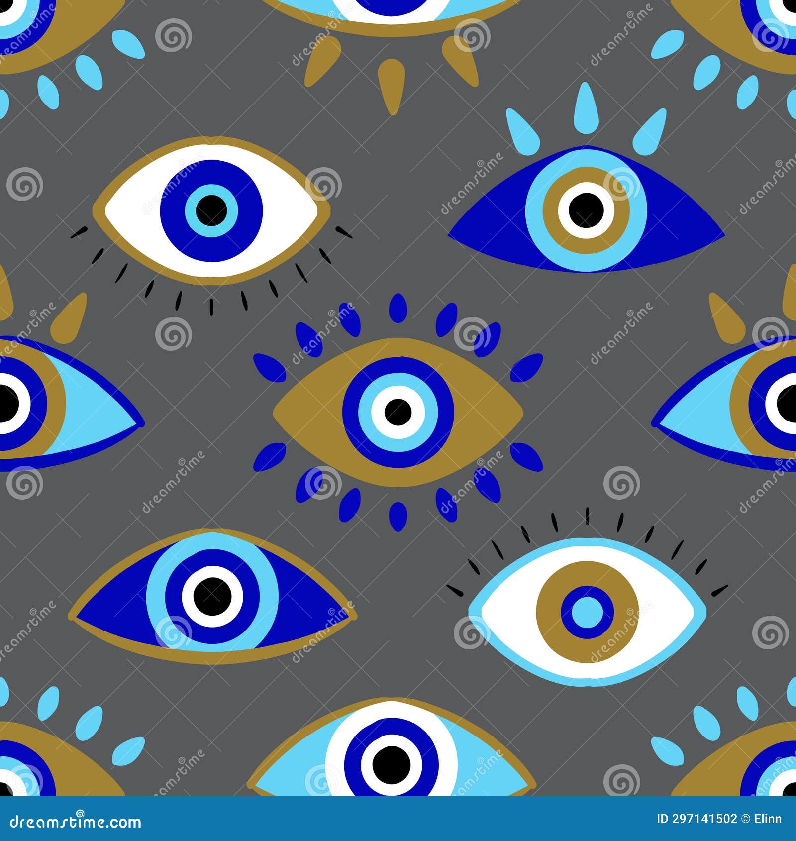 Evil Eye Symbol Vector Repeat Pattern Stock Vector - Illustration of ...