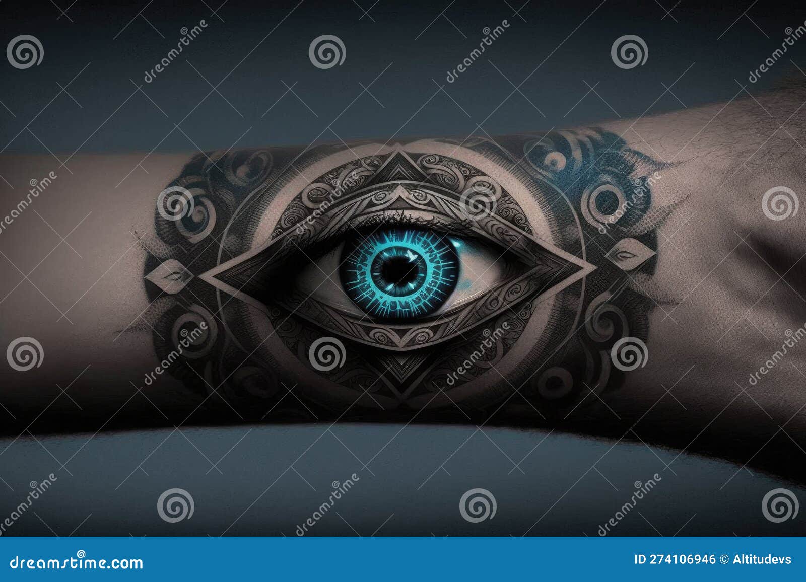 Evil Eye Wrist Tattoo with Sleek Design and Geometric Patterns Stock ...