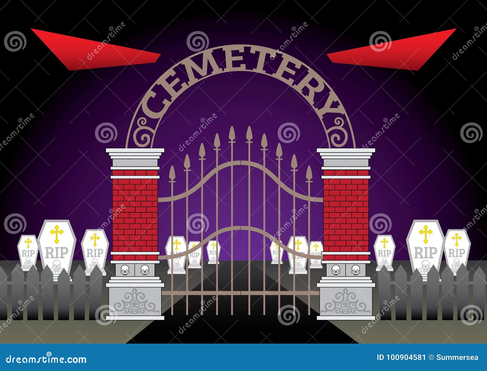 Evil Eyes Cemetery vector stock vector. Illustration of entrance ...