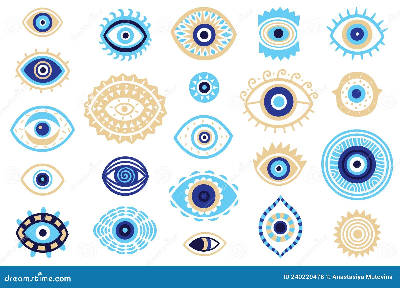 Evil Eyes Icon Set in Vector. Nazar Talisman Stock Vector ...