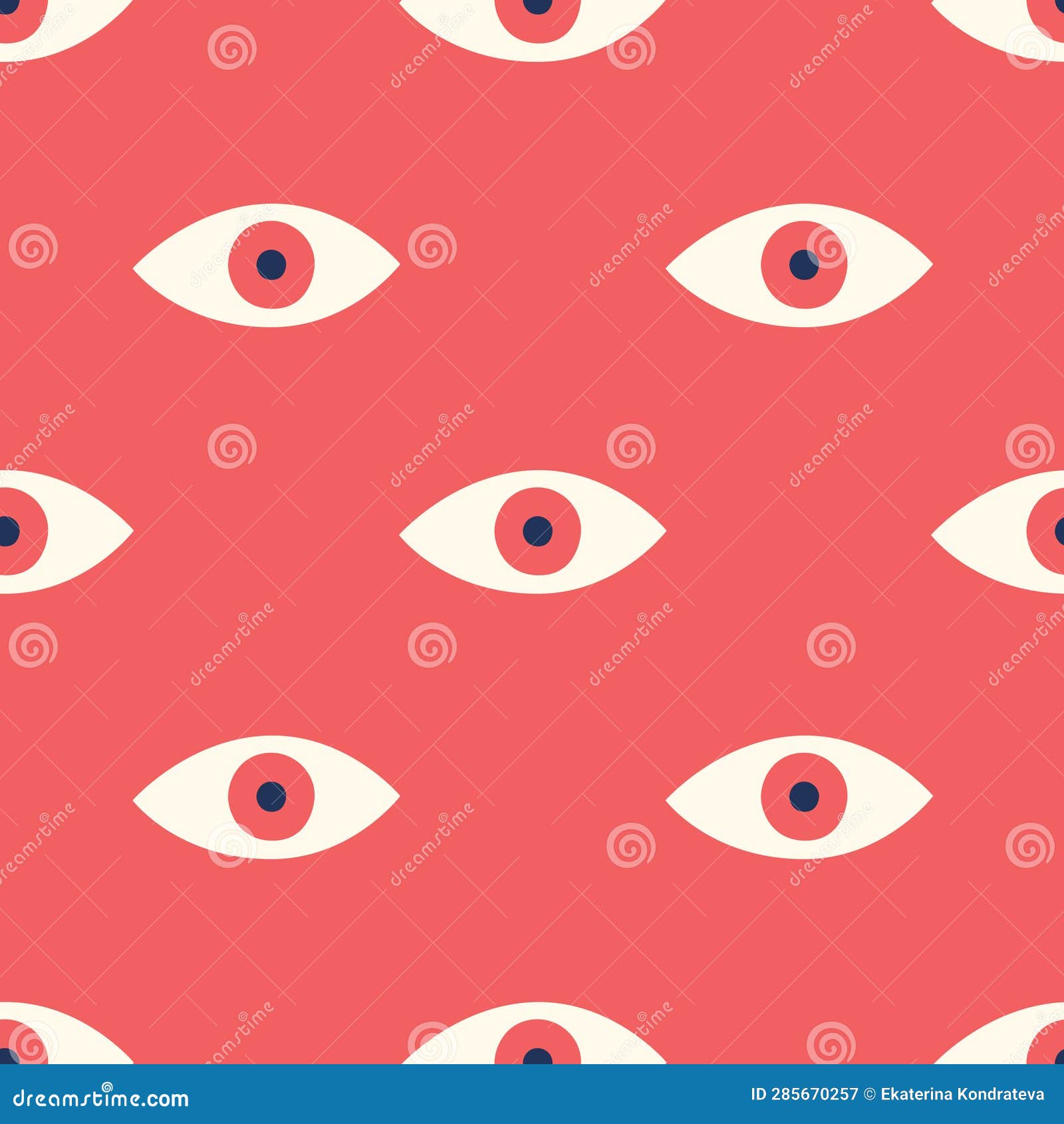 Evil Eyes Red Seamless Pattern. Stock Vector - Illustration of ...