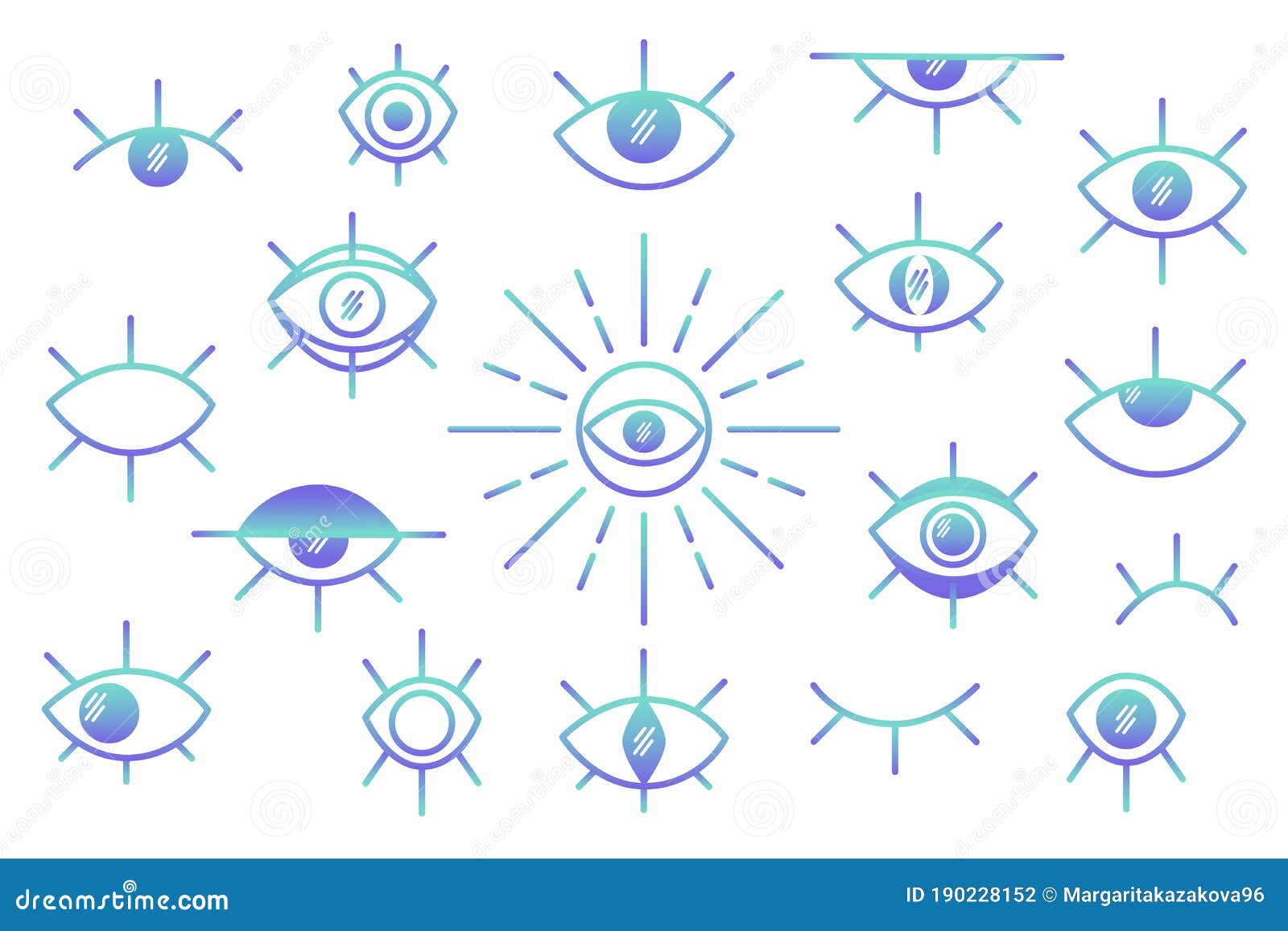 Evil Eyes. a Set of Different Talismans. the Gradient Colors. Modern ...