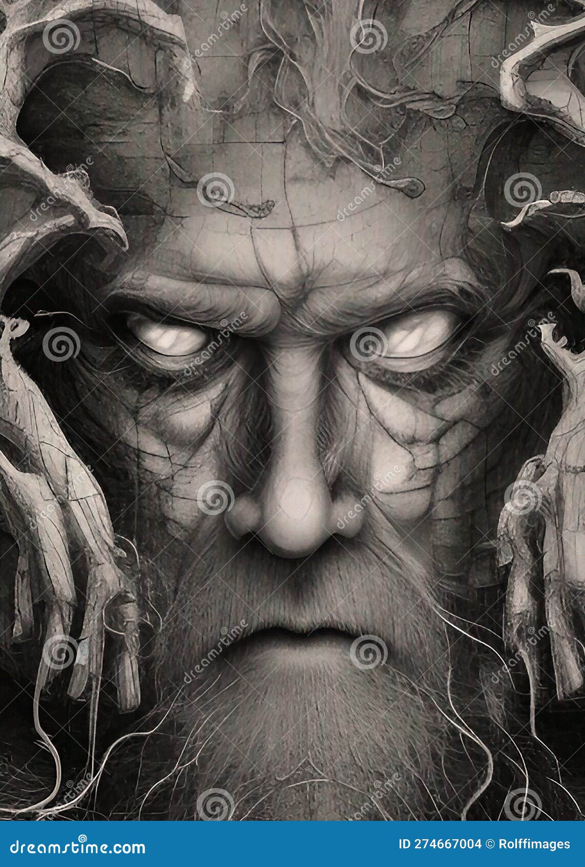 Evil face of ancient demon stock illustration. Illustration of haunted ...