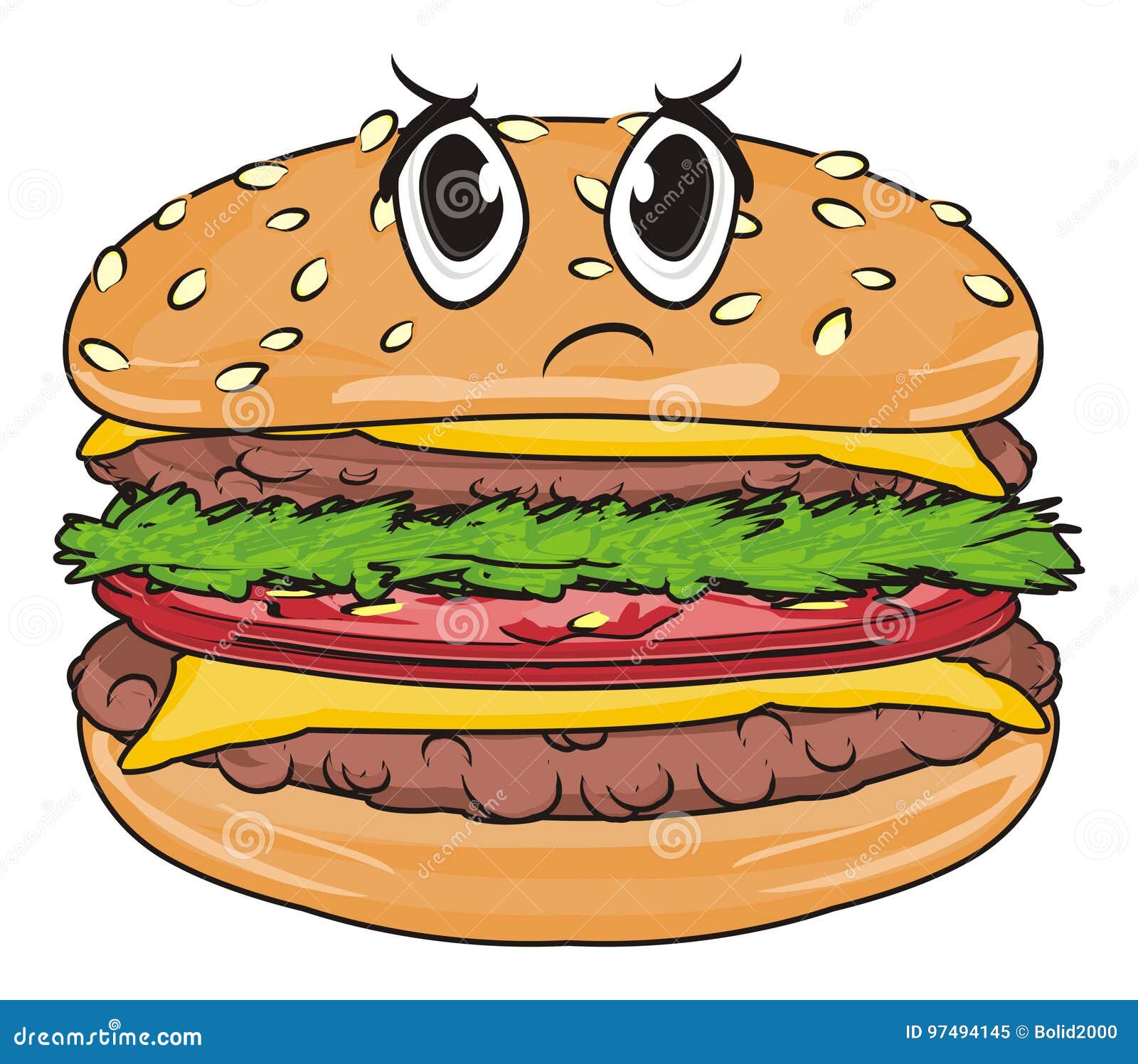 Evil face of burger stock illustration. Illustration of cheeseburger ...