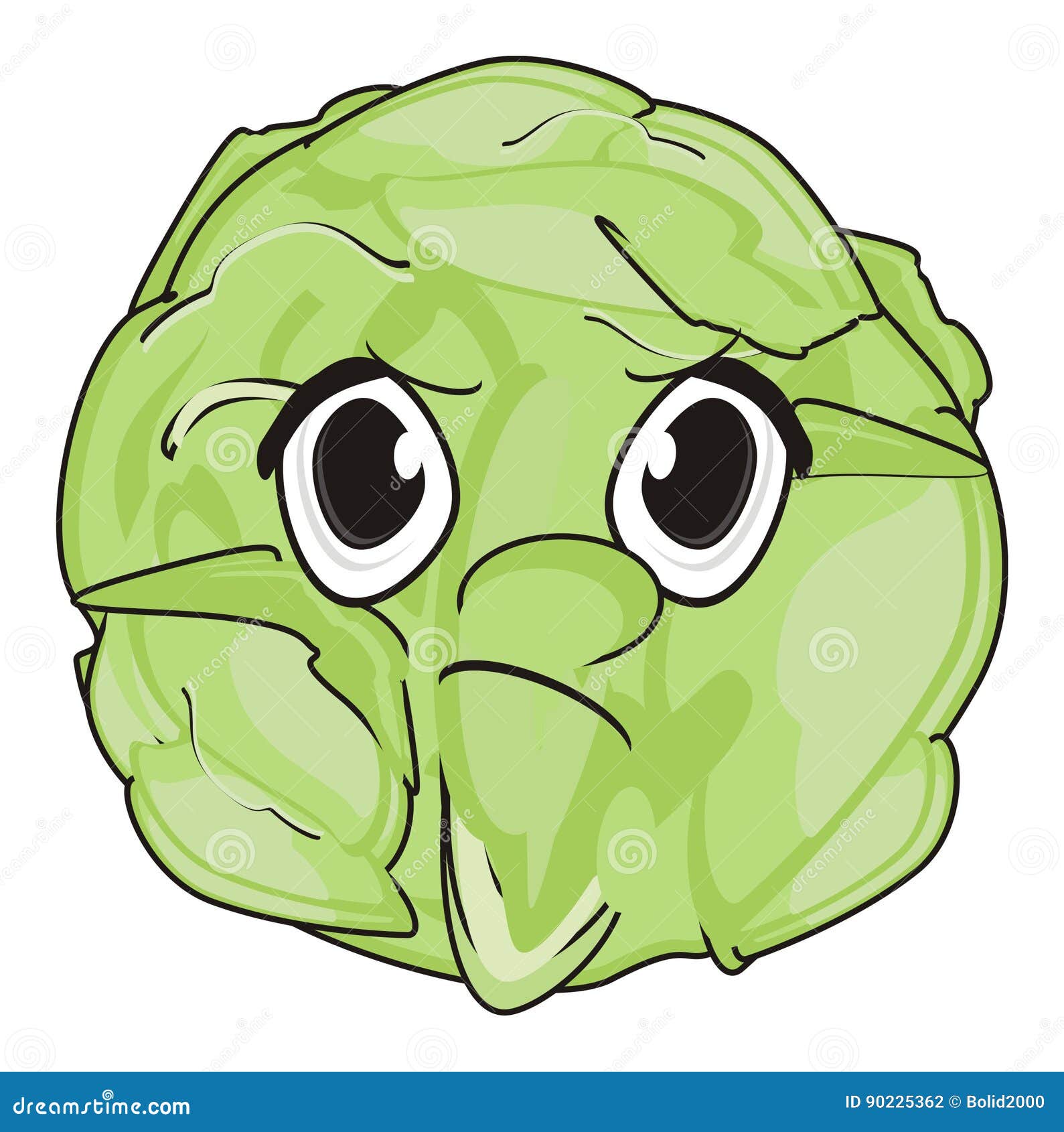 Evil face of cabbage stock illustration. Illustration of angry - 90225362
