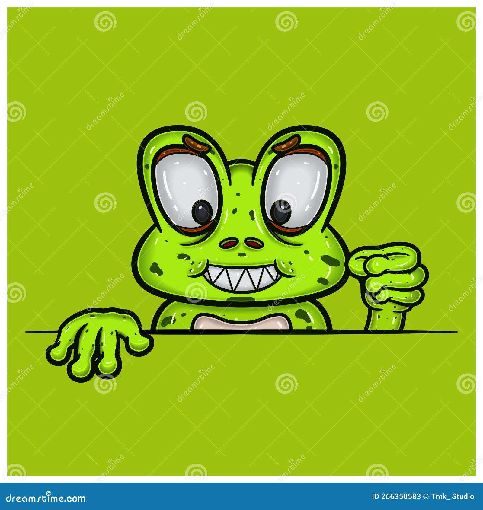 Evil Face Expression with Frog Cartoon. Stock Vector - Illustration of ...