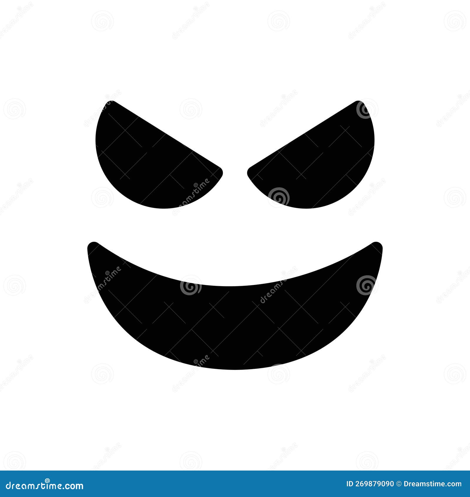 Evil Face Line Icon Isolated on White Background. Black Flat Thin Icon ...