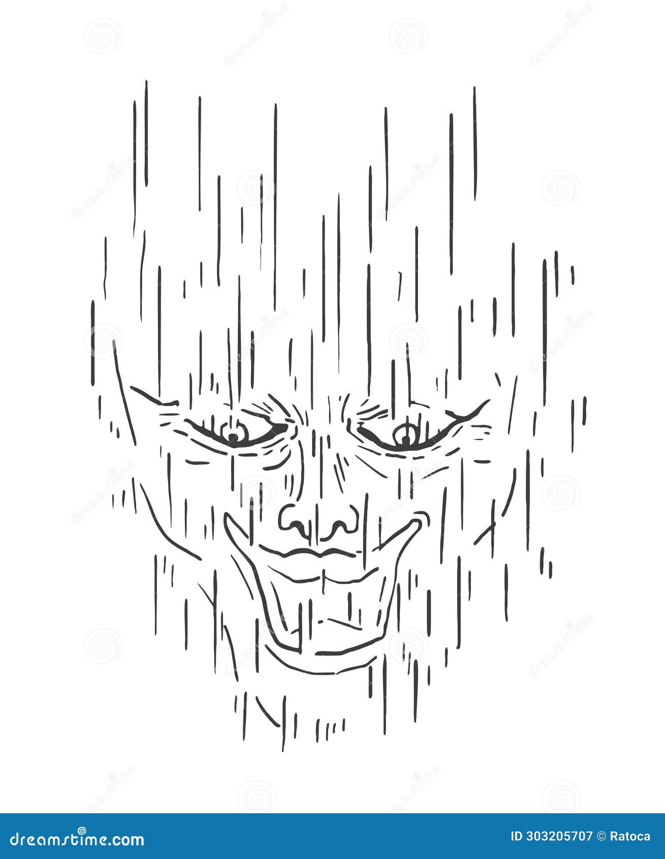 Evil face lines draw stock vector. Illustration of emotion - 303205707