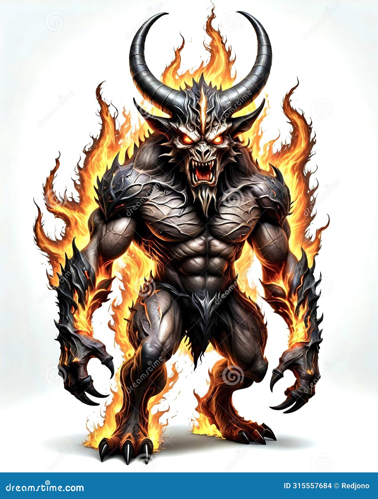 Evil Fire Demon Hell Spawn Horned Satan Devil Troll Concept Stock ...