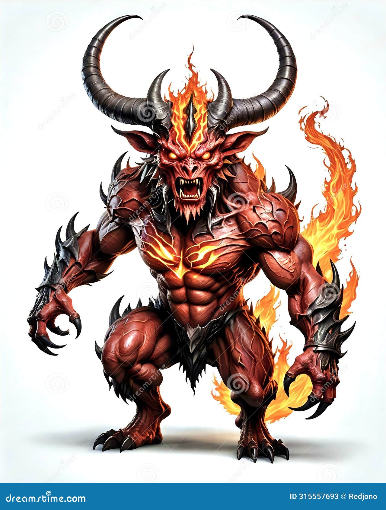 Evil Fire Demon Hell Spawn Horned Satan Devil Troll Concept Stock ...