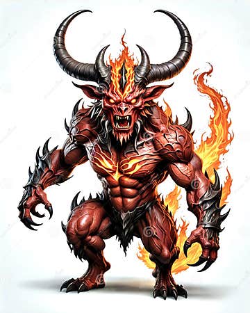 Evil Fire Demon Hell Spawn Horned Satan Devil Troll Concept Stock ...