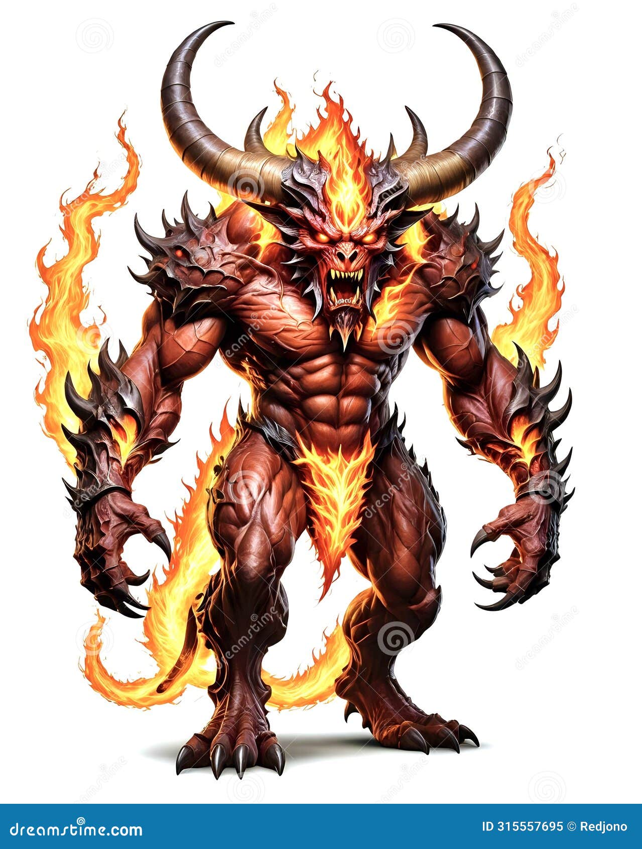 Evil Fire Demon Hell Spawn Horned Satan Devil Troll Concept Stock ...